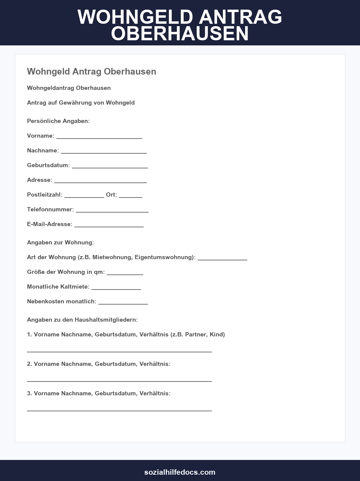 Wohngeld Antrag Oberhausen